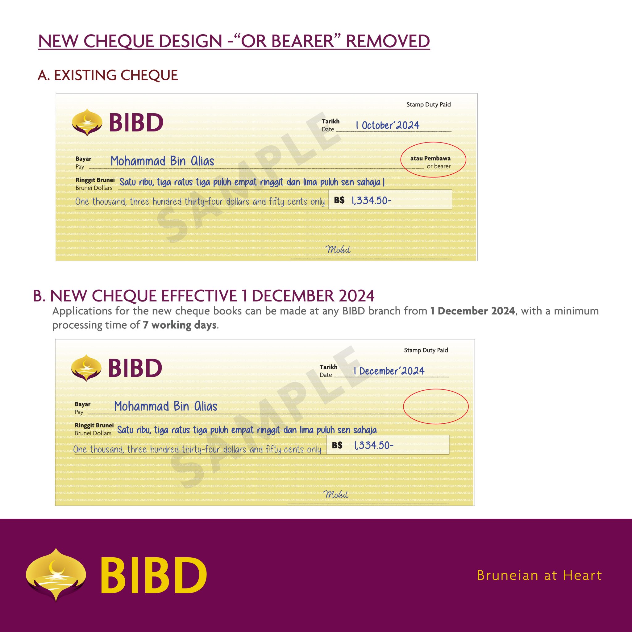 New Cheque Format - BIBD