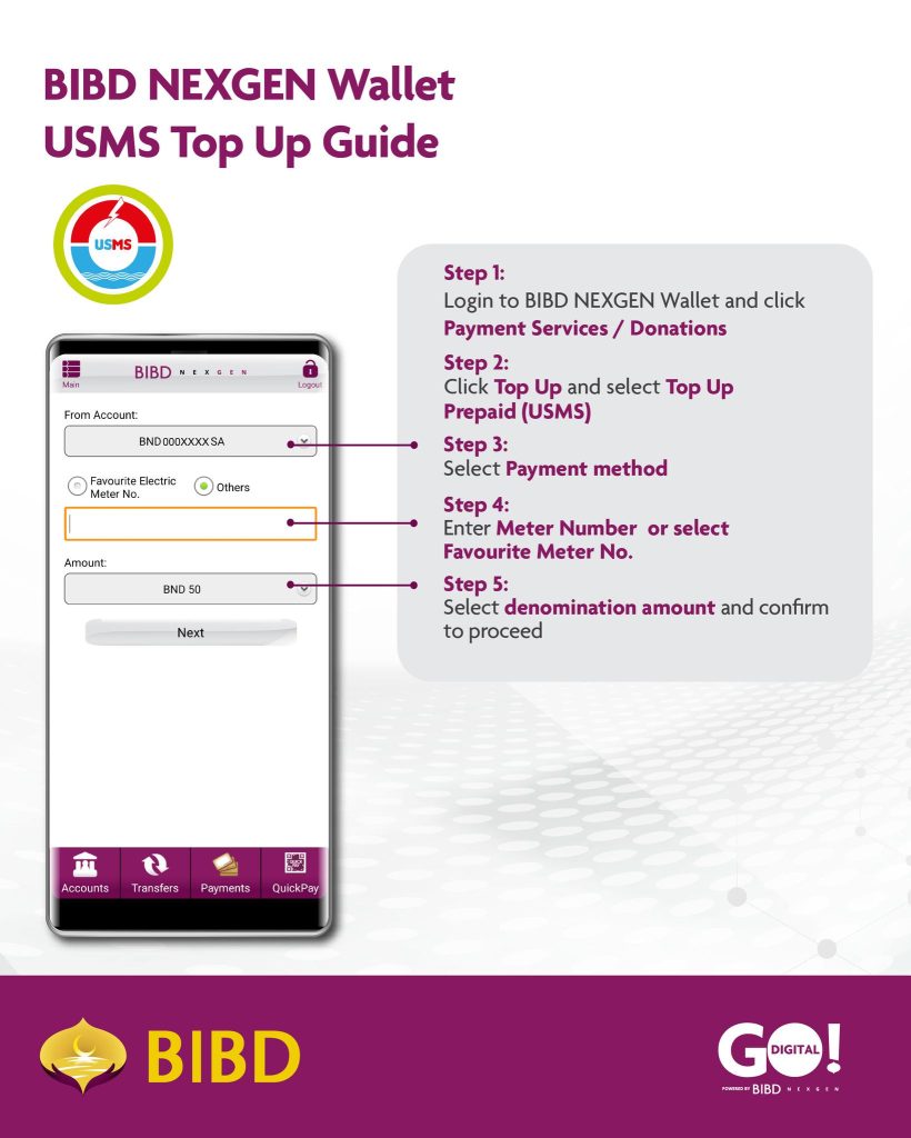 USMS Top-Up with BIBD NEXGEN Wallet - BIBD